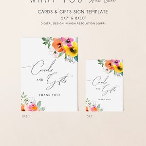 Summer Floral Cards and Gifts Sign Template, Spring Bright Floral ...