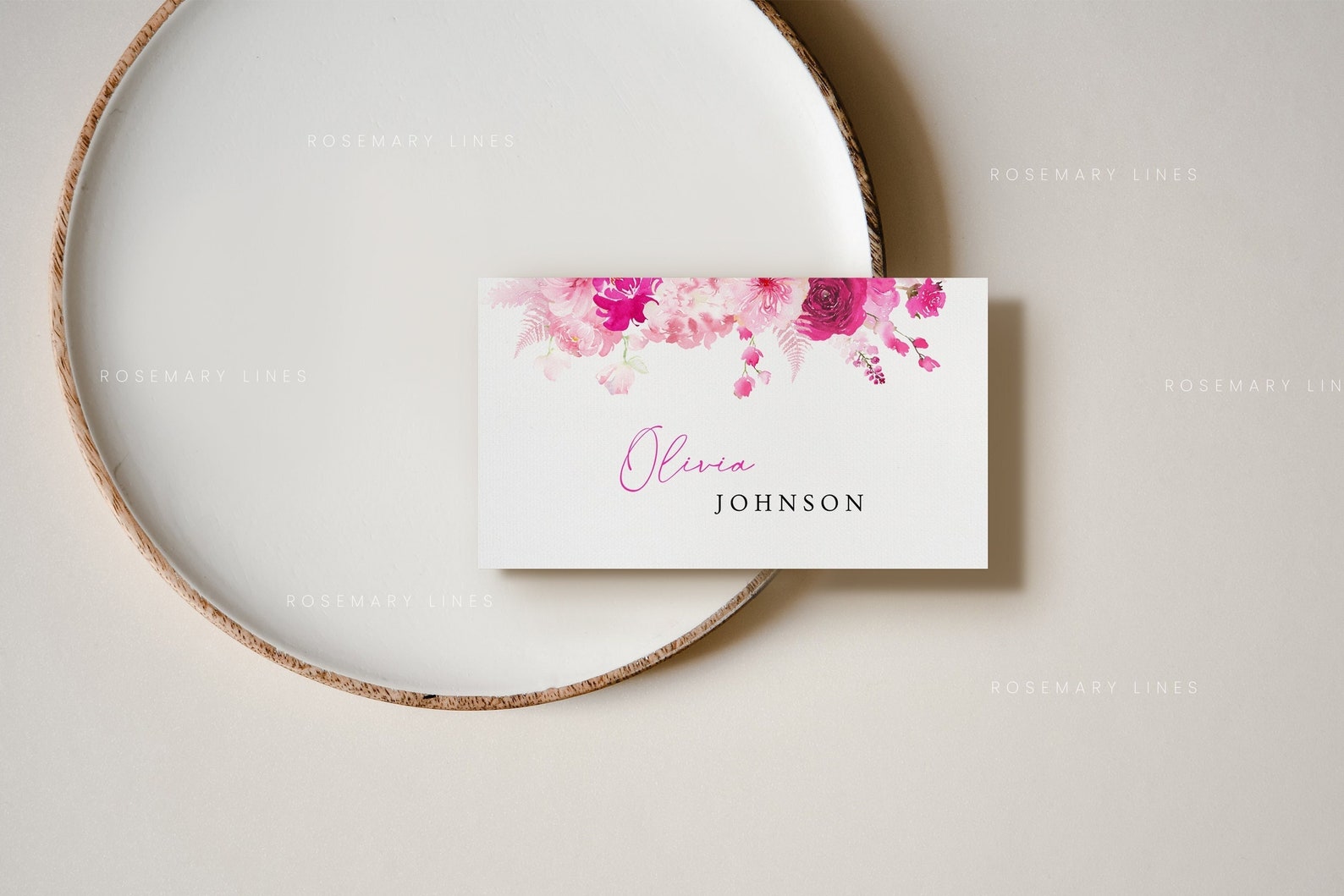 Hot Pink Place Cards Pink Floral Place Card Template Blush - Etsy
