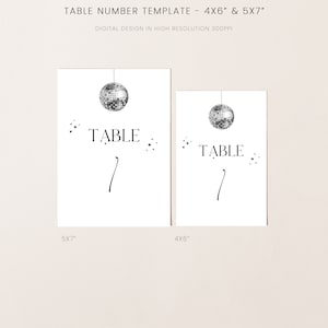 Disco Table Number Template, Retro Table Numbers, Disco Ball Table ...
