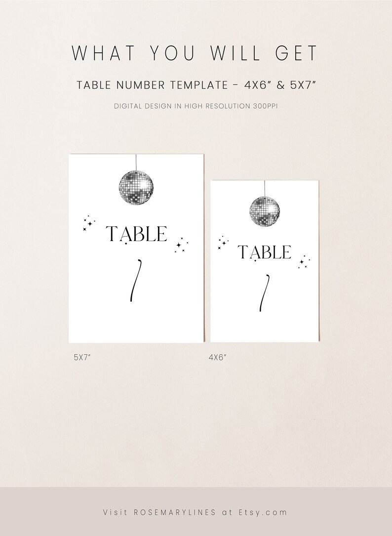 Disco Table Number Template, Retro Table Numbers, Disco Ball Table ...