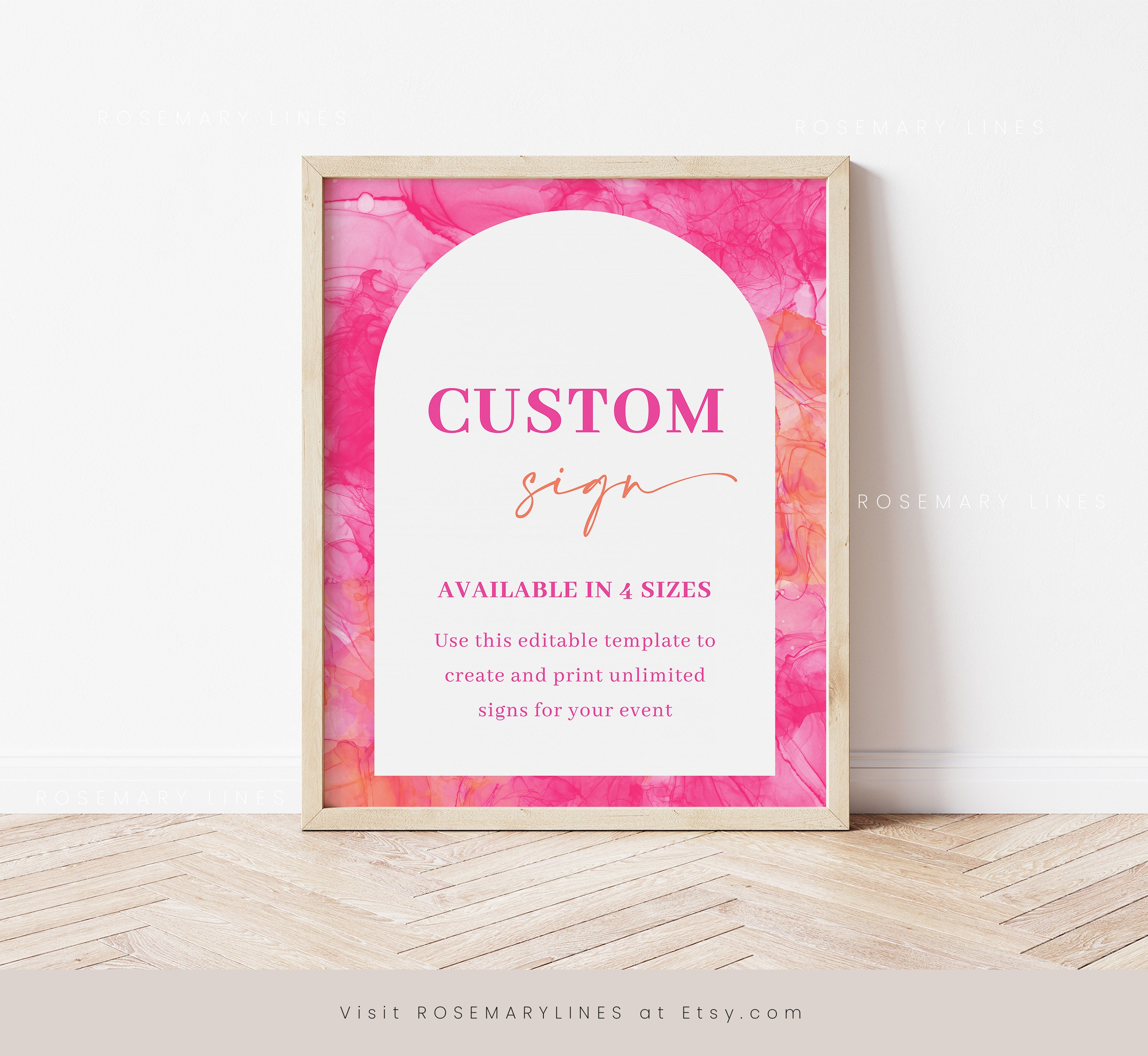 Pink Orange Custom Sign Template Hot Pink Custom Signs - Etsy