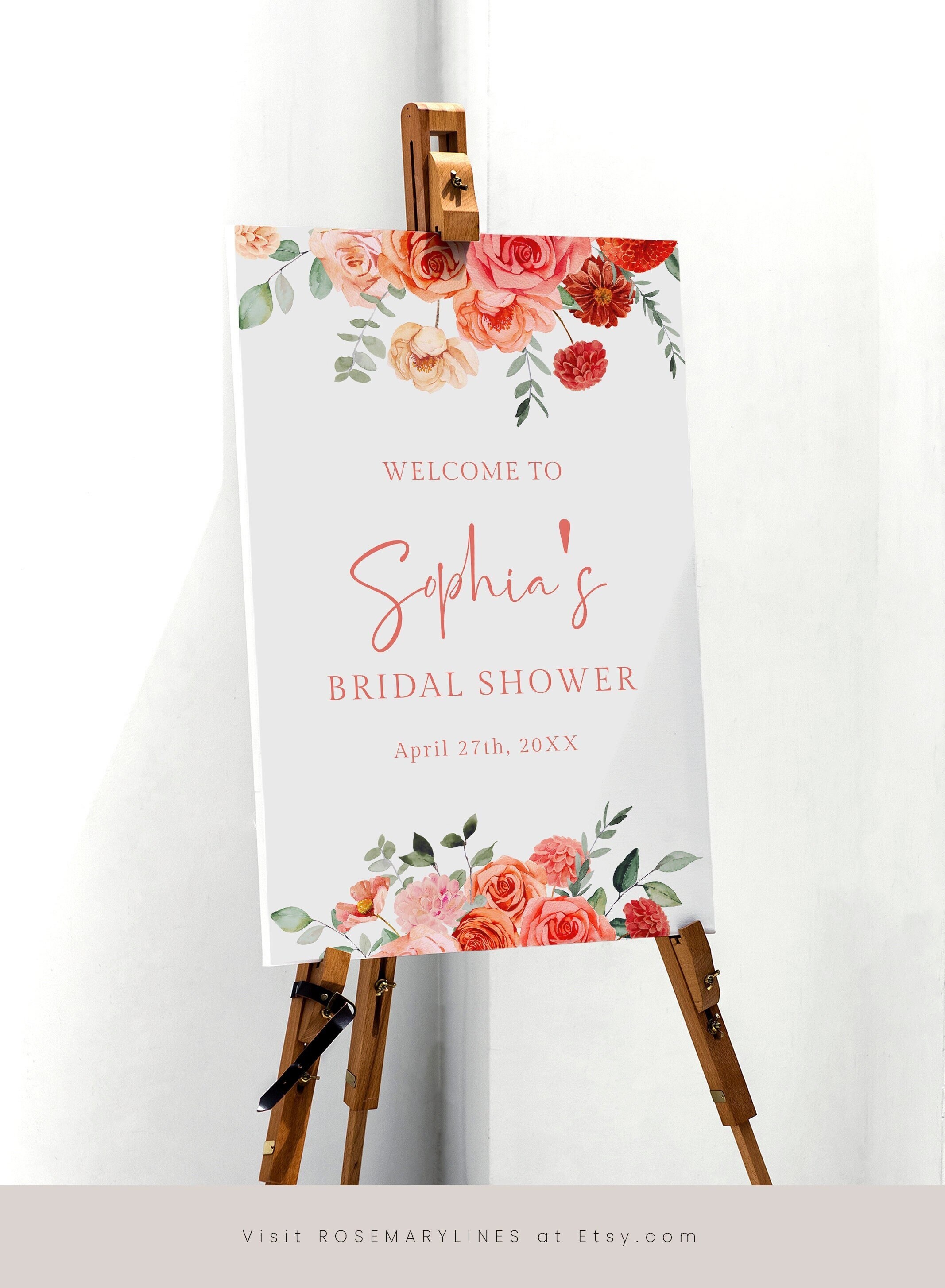 Coral Welcome Sign Template Vibrant Orange Peach Floral - Etsy