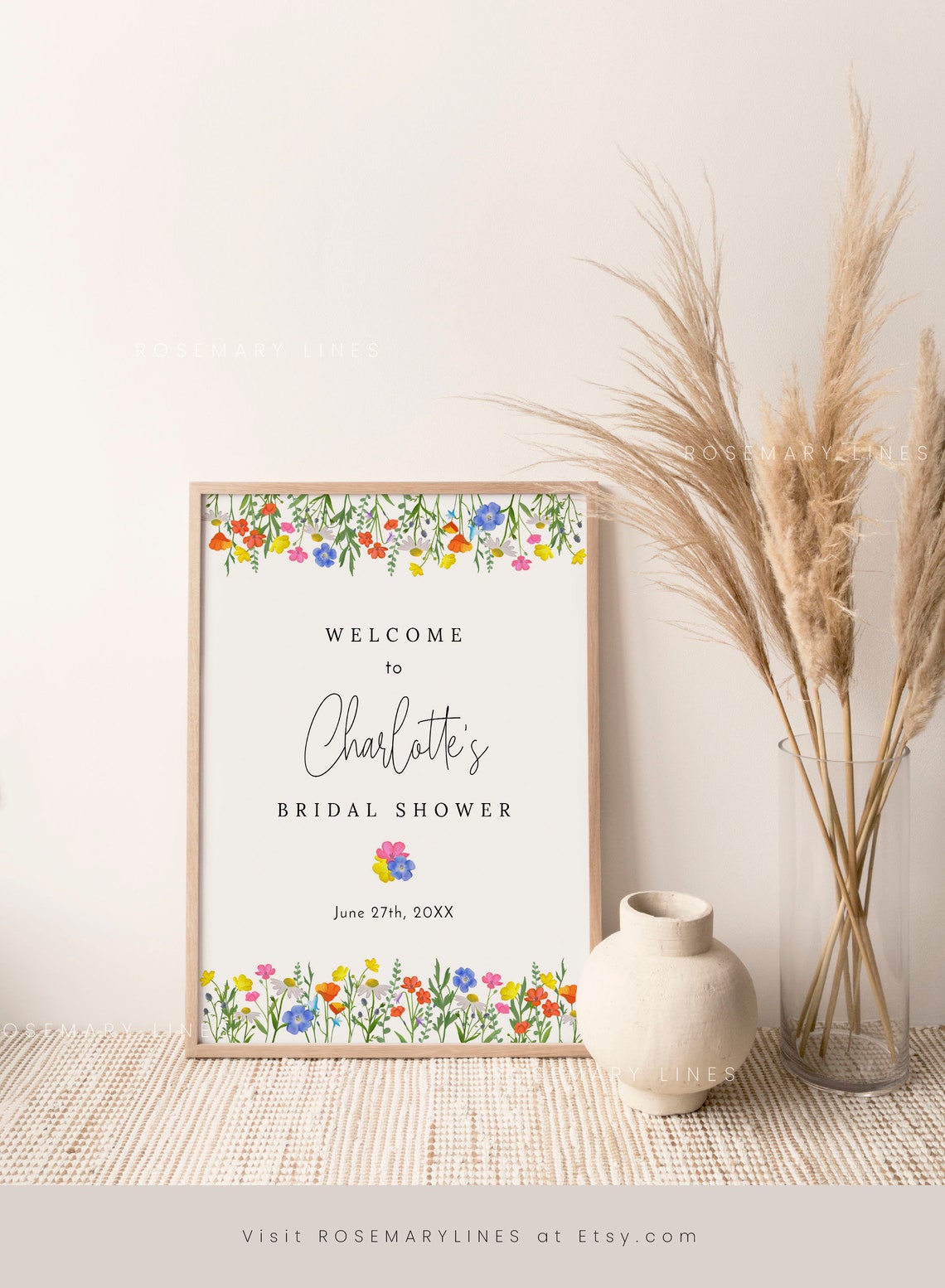 Wildflower Welcome Sign Template Colorful Wild Meadow Bridal - Etsy
