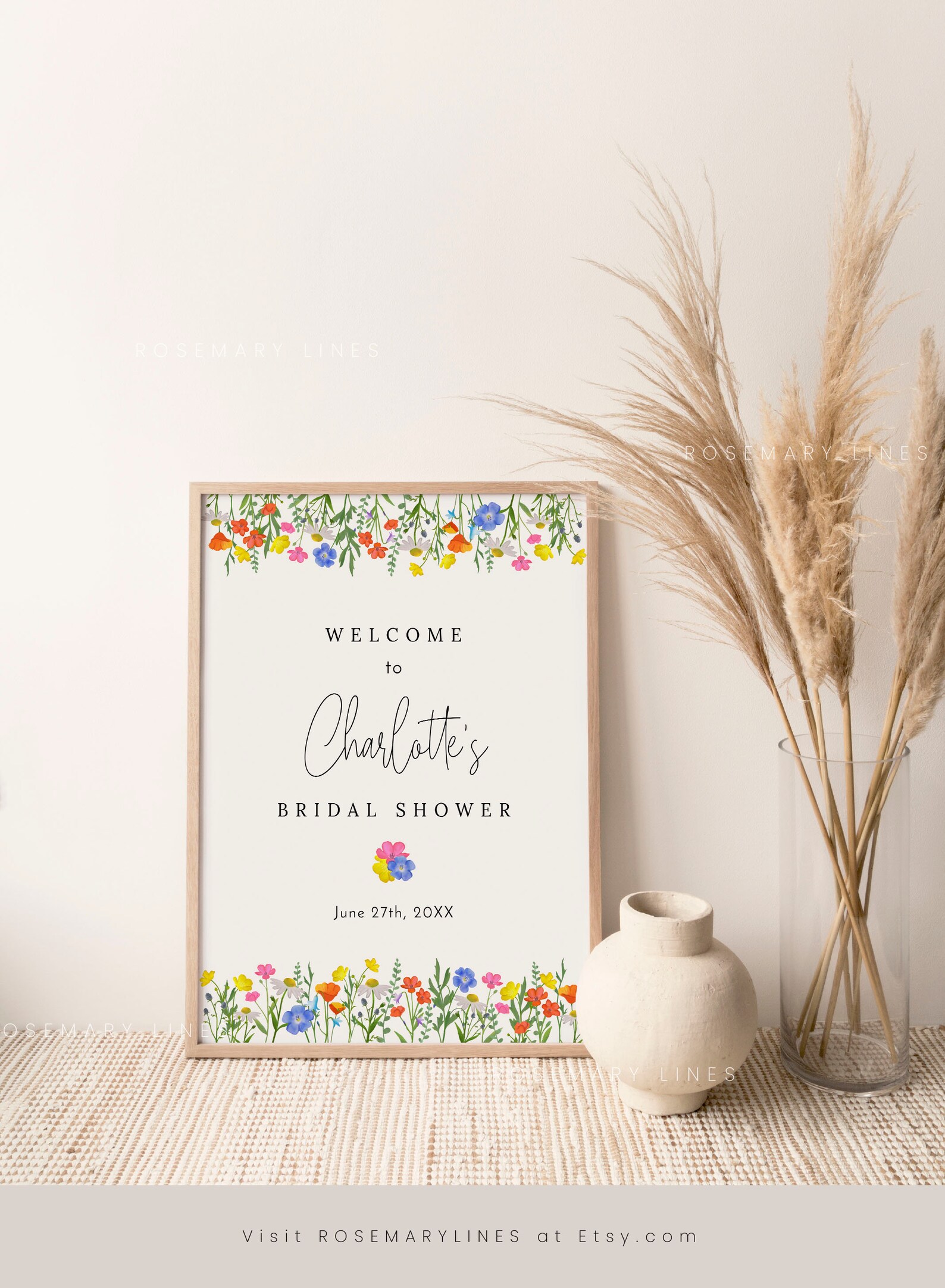 Wildflower Welcome Sign Template Colorful Wild Meadow Bridal - Etsy