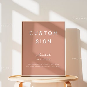 Terracotta Custom Sign Template, Modern Mauve Wedding Signs, Retro Boho ...