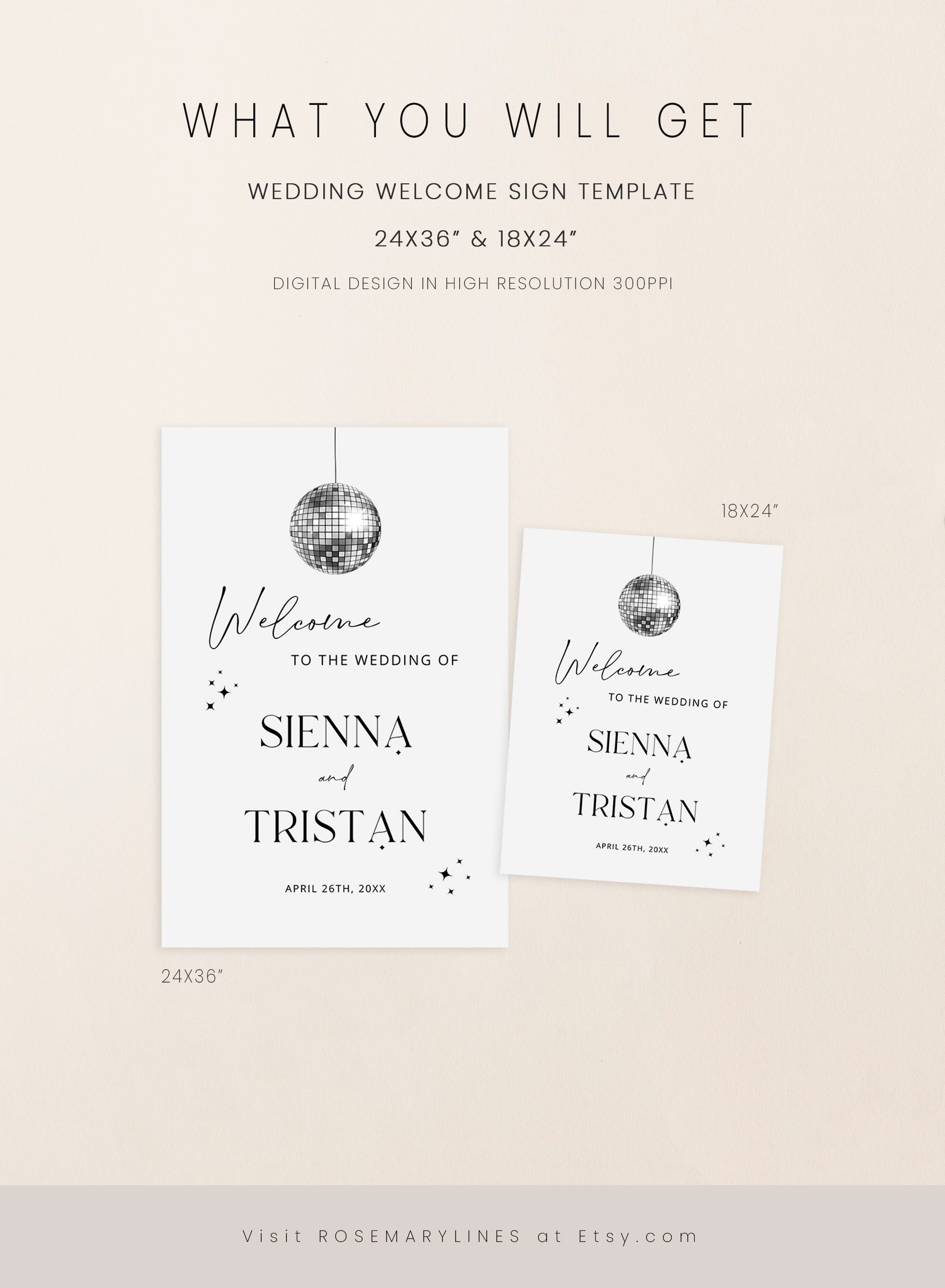Disco Wedding Welcome Sign Template, Retro Welcome Wedding Sign, 70s ...