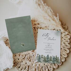 Pine Wedding Invitation Set Template Pine Forest Wedding | Etsy