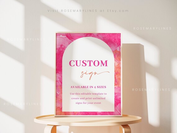 Pink Orange Custom Sign Template Hot Pink Custom Signs - Etsy