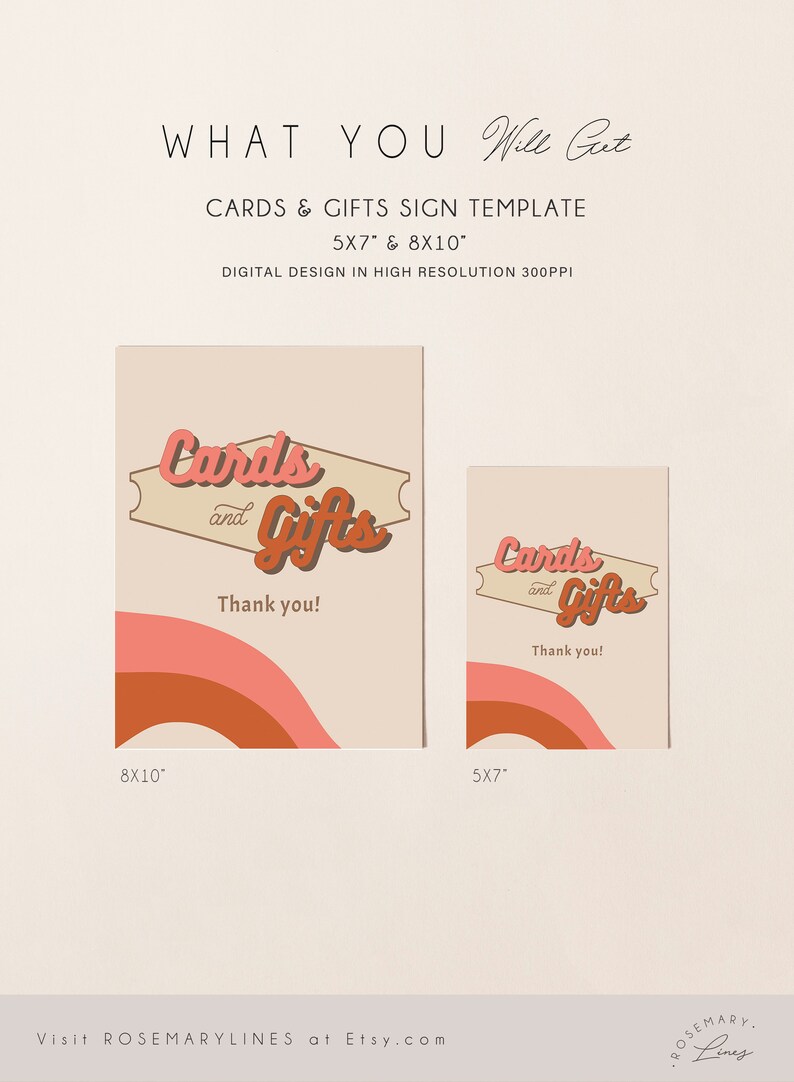 Groovy Retro Cards and Gifts Sign Template 70s Wedding Signs | Etsy