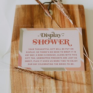 Retro Display Shower Card Template, Peach Unwrapped Gifts Insert, 70's ...