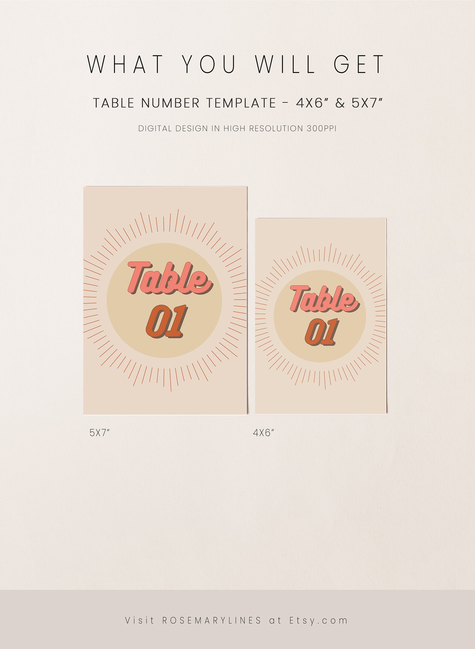 Retro Table Numbers 70s Table Number Template Pink - Etsy