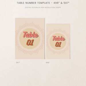 Retro Table Numbers 70s Table Number Template Pink - Etsy