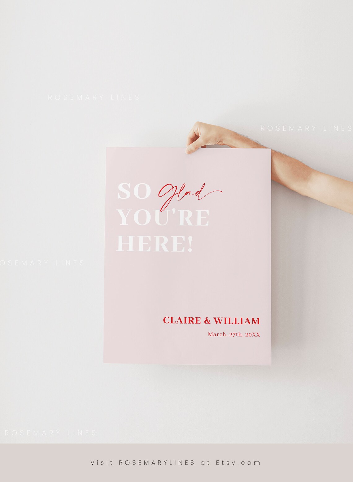 Modern Pink and Red Welcome Sign Template, Hot Pink Wedding Welcome ...