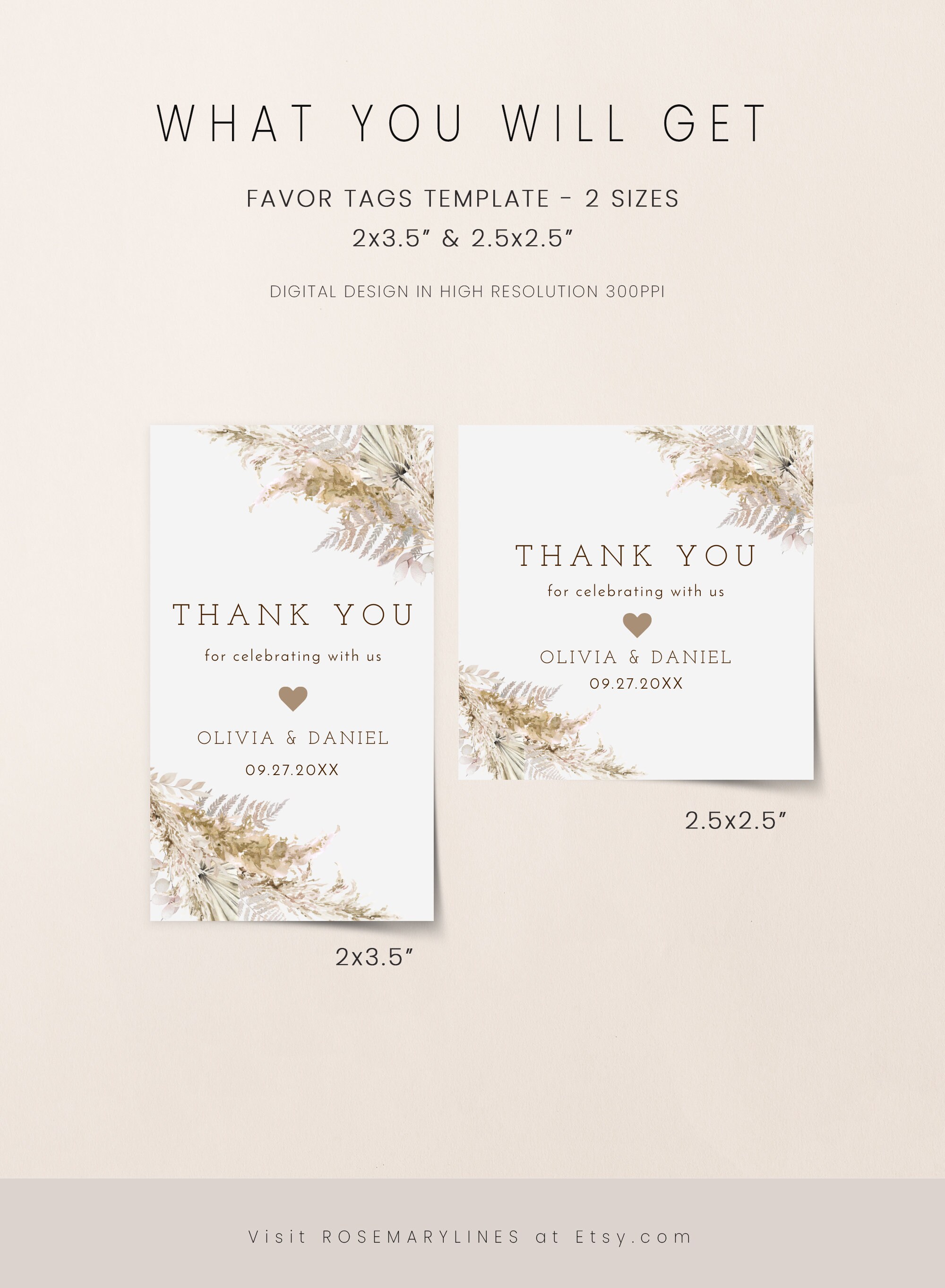 Paper muted earth tones thank you tags Earthy boho favor tag template ...