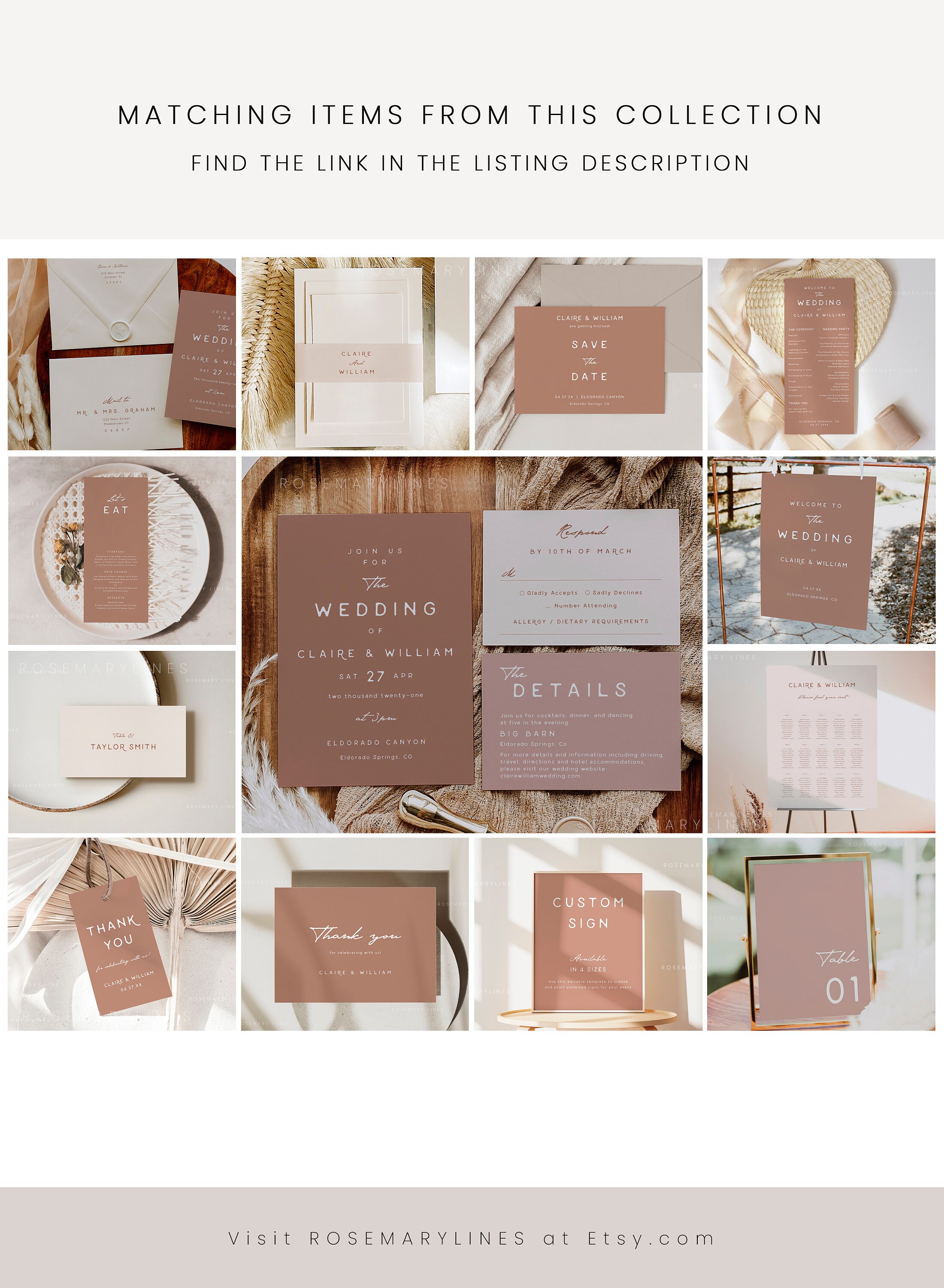 Terracotta Custom Sign Template Modern Mauve Wedding Signs - Etsy