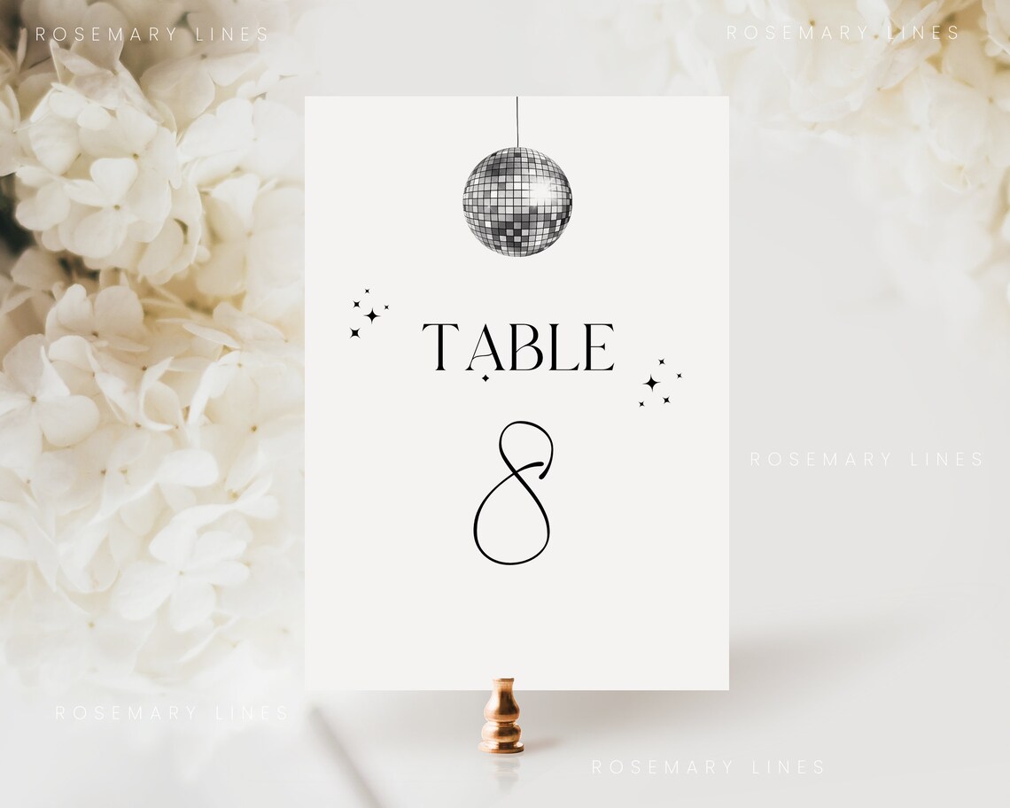 Disco Table Number Template, Retro Table Numbers, Disco Ball Table ...