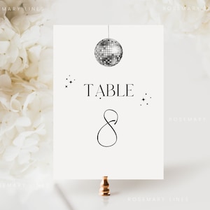 Disco Table Number Template, Retro Table Numbers, Disco Ball Table ...