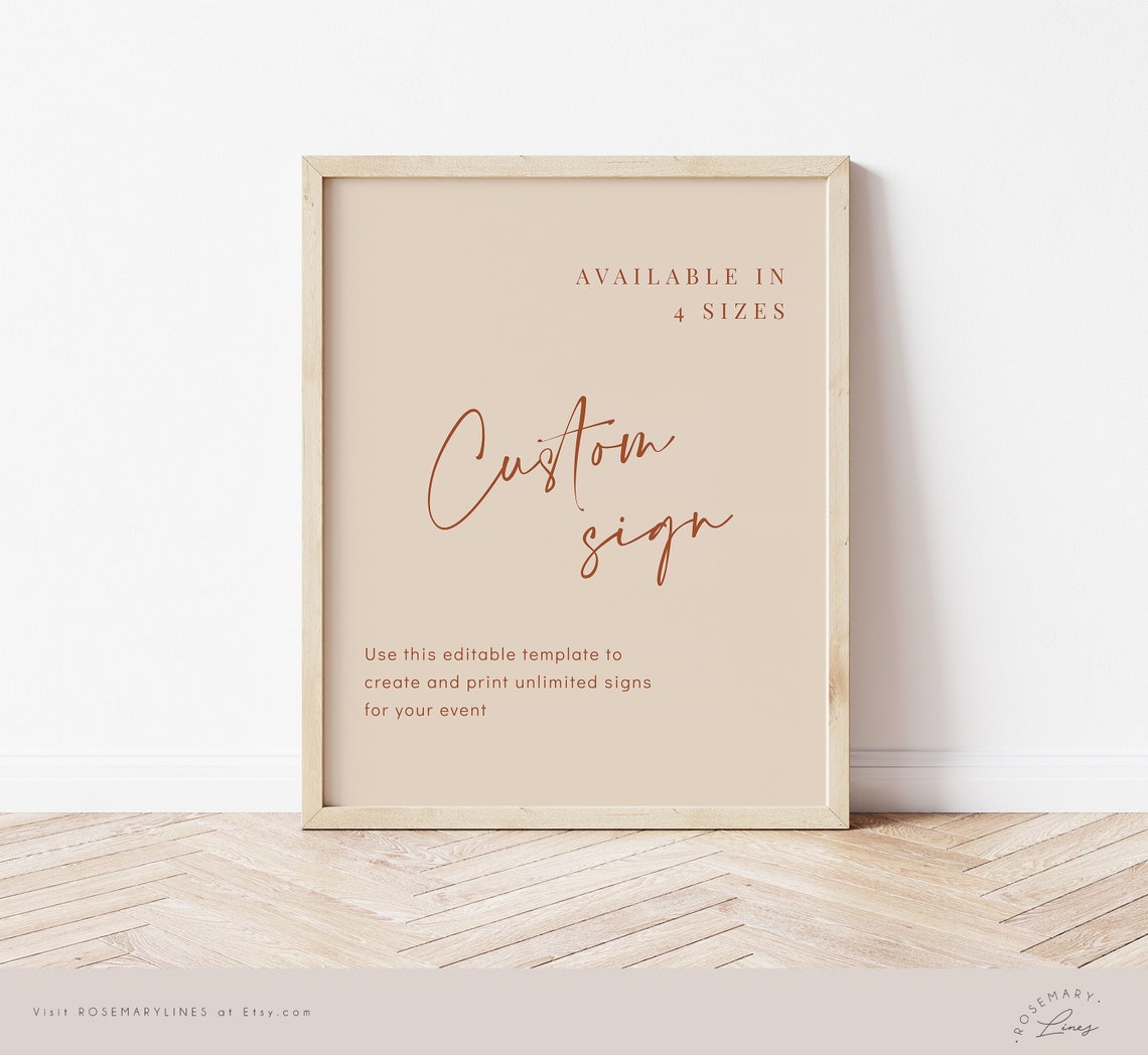 Desert Boho Custom Sign Template, Minimalist Wedding Custom Sign ...