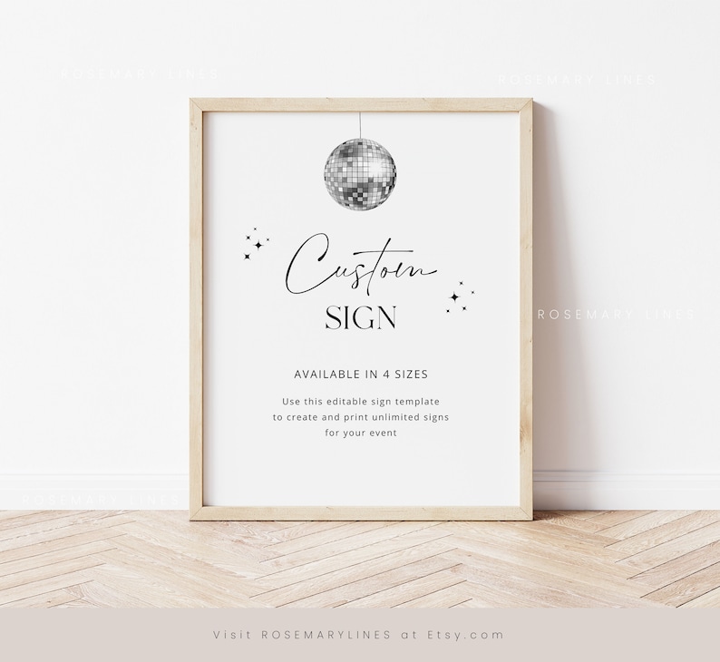 Disco Custom Sign Template, Retro Custom Signs, Disco Ball Bridal ...