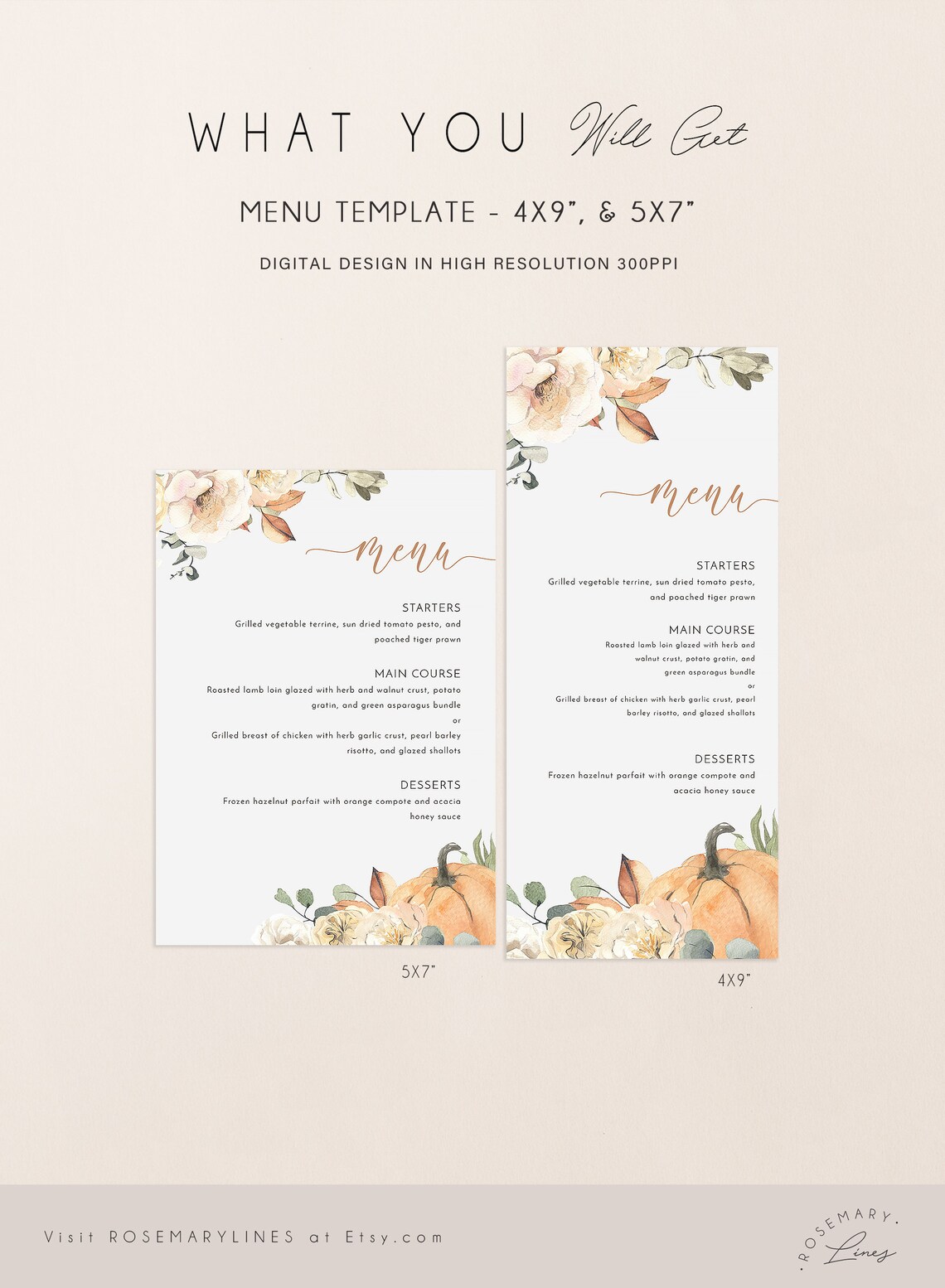 Fall Wedding Menu Cards Pumpkin Wedding Menu Rustic Fall | Etsy