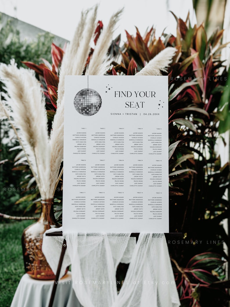Disco Seating Chart Template Retro Wedding Seating Chart 70s - Etsy