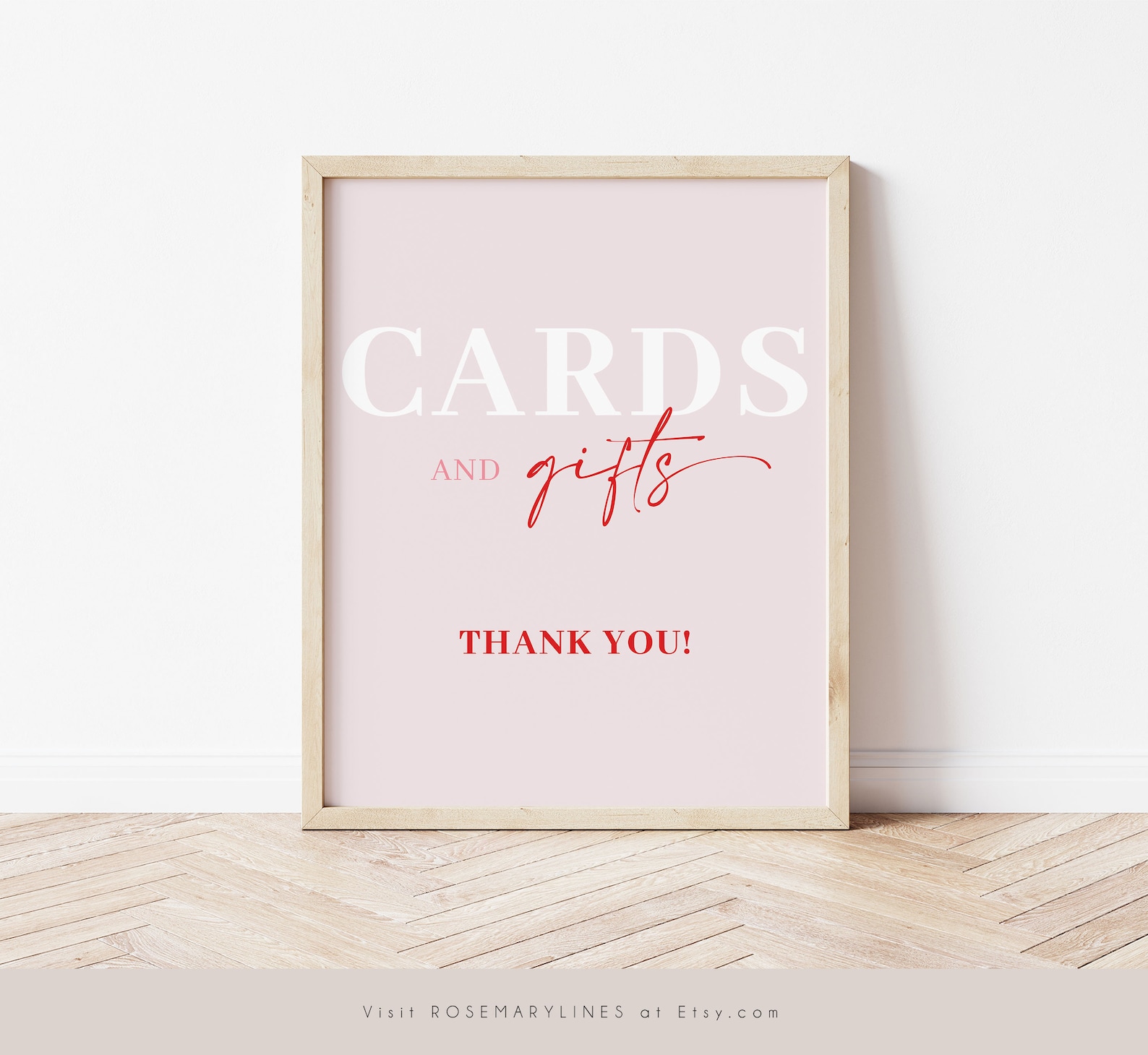 Blush Pink and Red Cards and Gifts Sign Template Hot Pink | Etsy