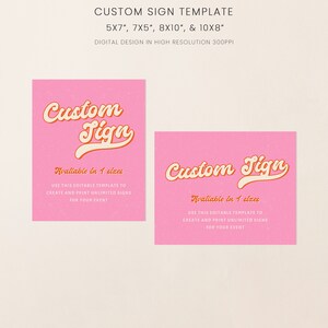 Retro Groovy Custom Signs, Hot Pink Orange Custom Sign Template, 70s ...
