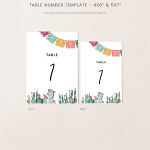 Fiesta Table Numbers, Cactus Table Number Template, Mexican Desert ...