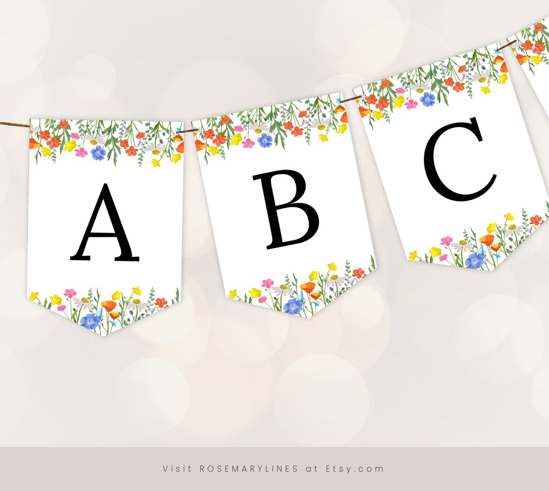 Wildflowers Banner Template, Wild Meadow DIY Banner, Botanical ...