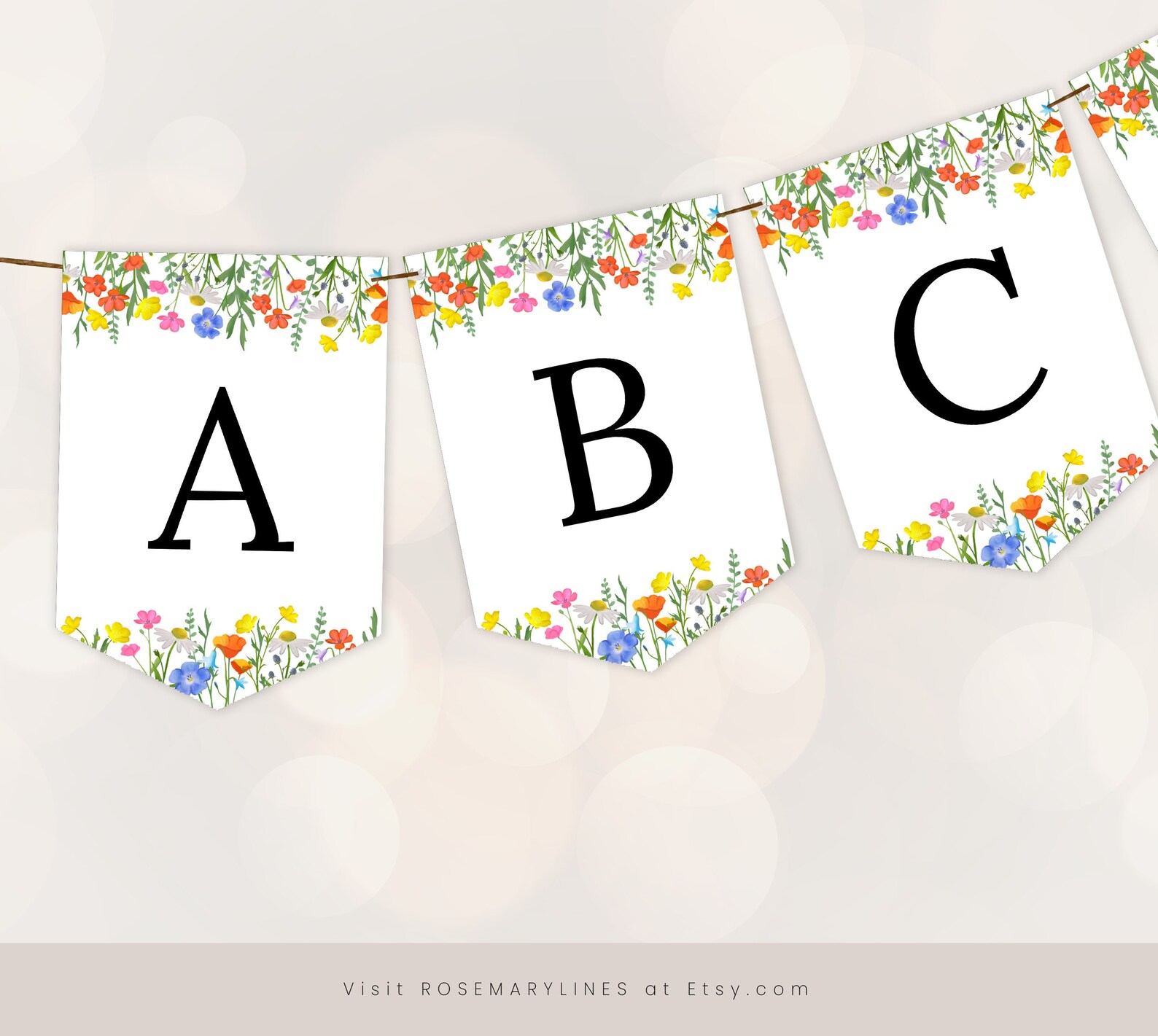 Wildflowers Banner Template Wild Meadow DIY Banner Botanical - Etsy