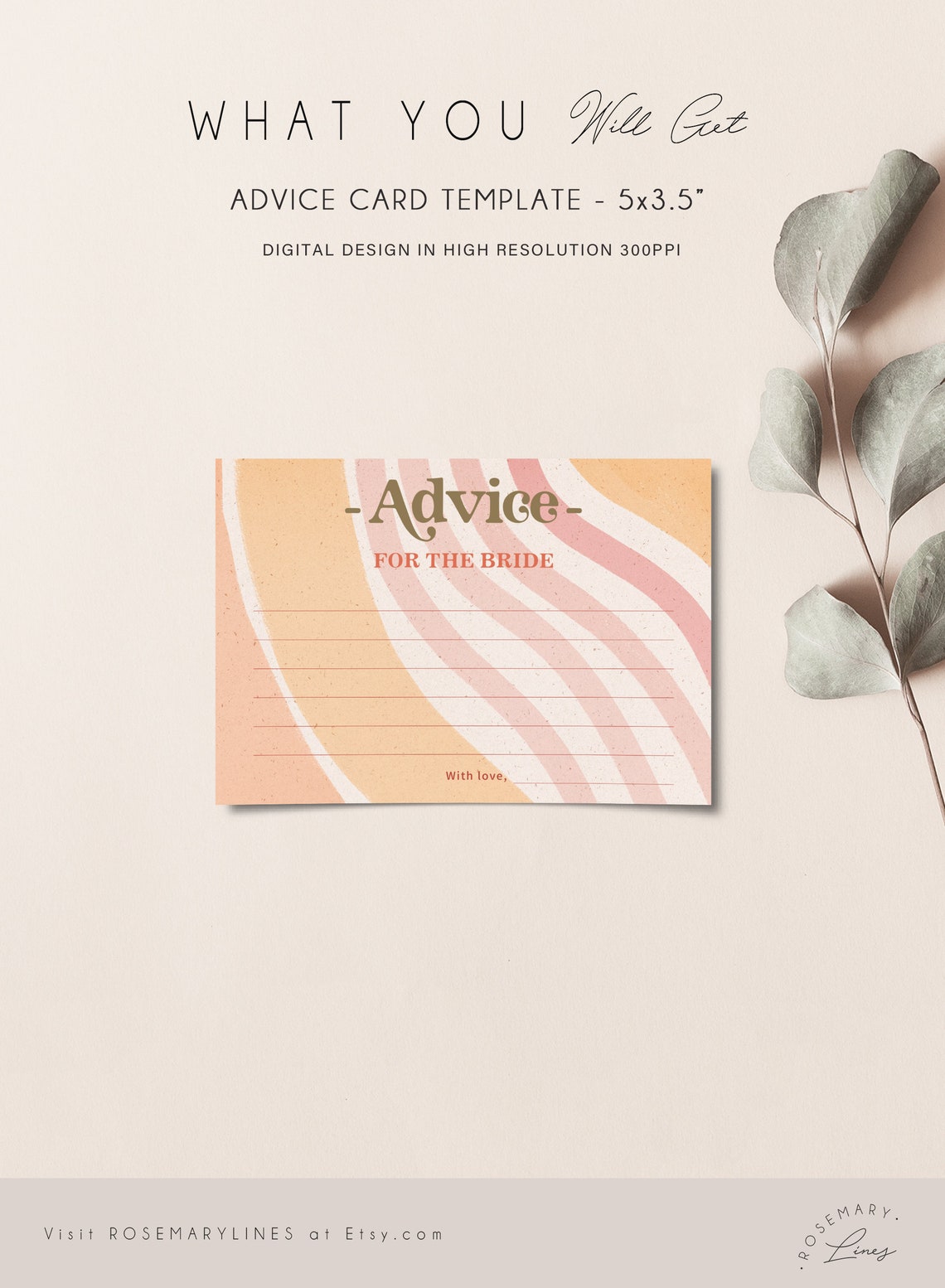 Retro Advice Cards Peach Advice Card Template 70's | Etsy