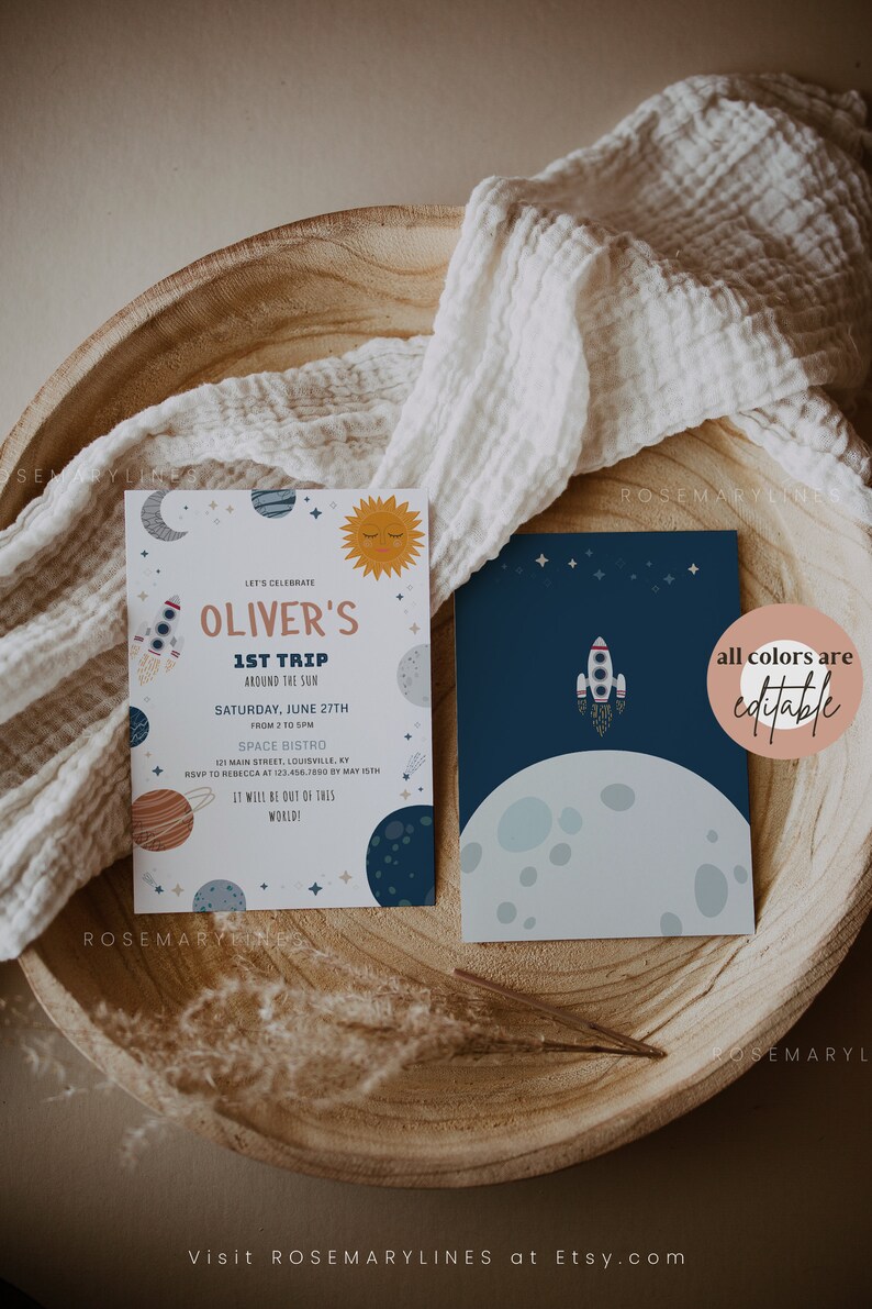 Outer Space Birthday Invitation Template Galaxy Solar System | Etsy