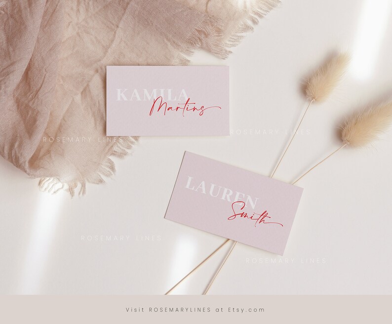 Pink and Red Place Cards Hot Pink Place Card Template Red - Etsy