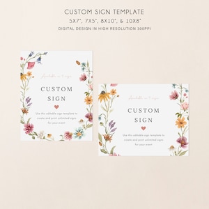 Wildflower Custom Sign Template, Bright Floral Wedding Signs, Spring ...