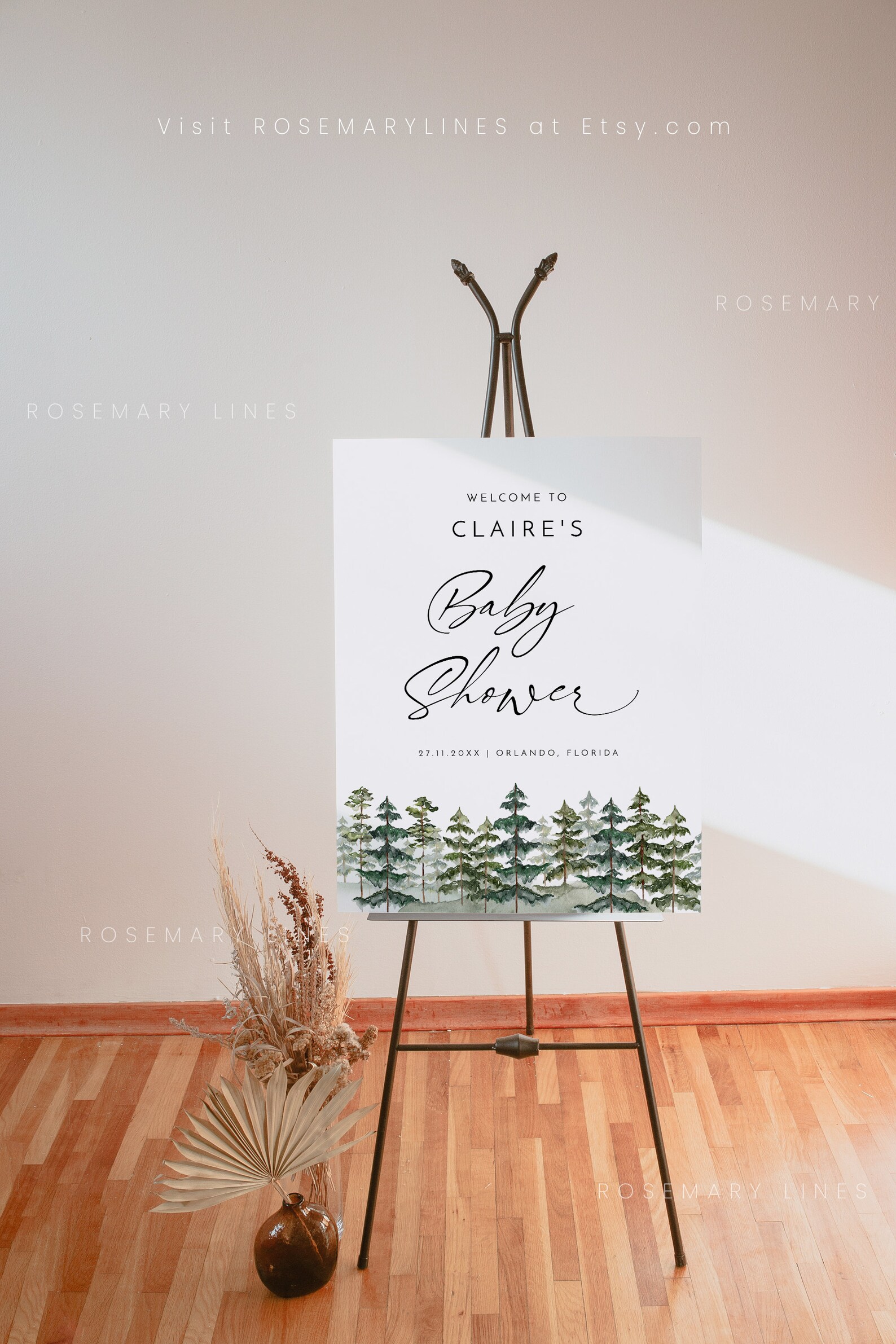 Pine Trees Baby Shower Welcome Sign Template Winter Baby - Etsy
