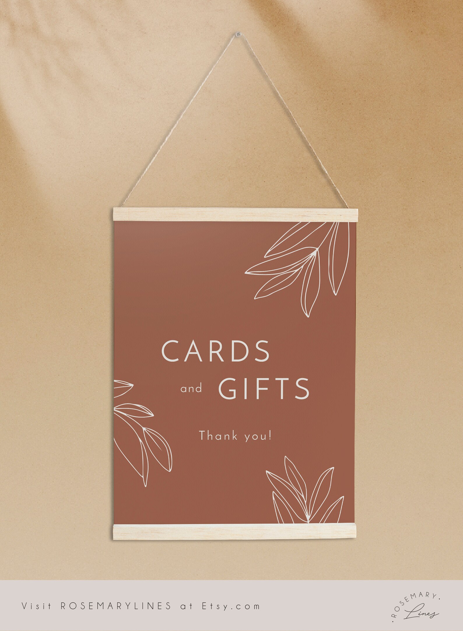 Terracotta Cards and Gifts Sign Template Minimal Leaves Boho - Etsy