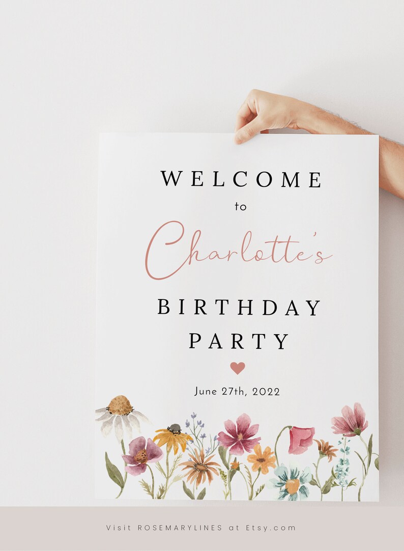 Wildflower Birthday Welcome Sign Template Colorful Floral - Etsy