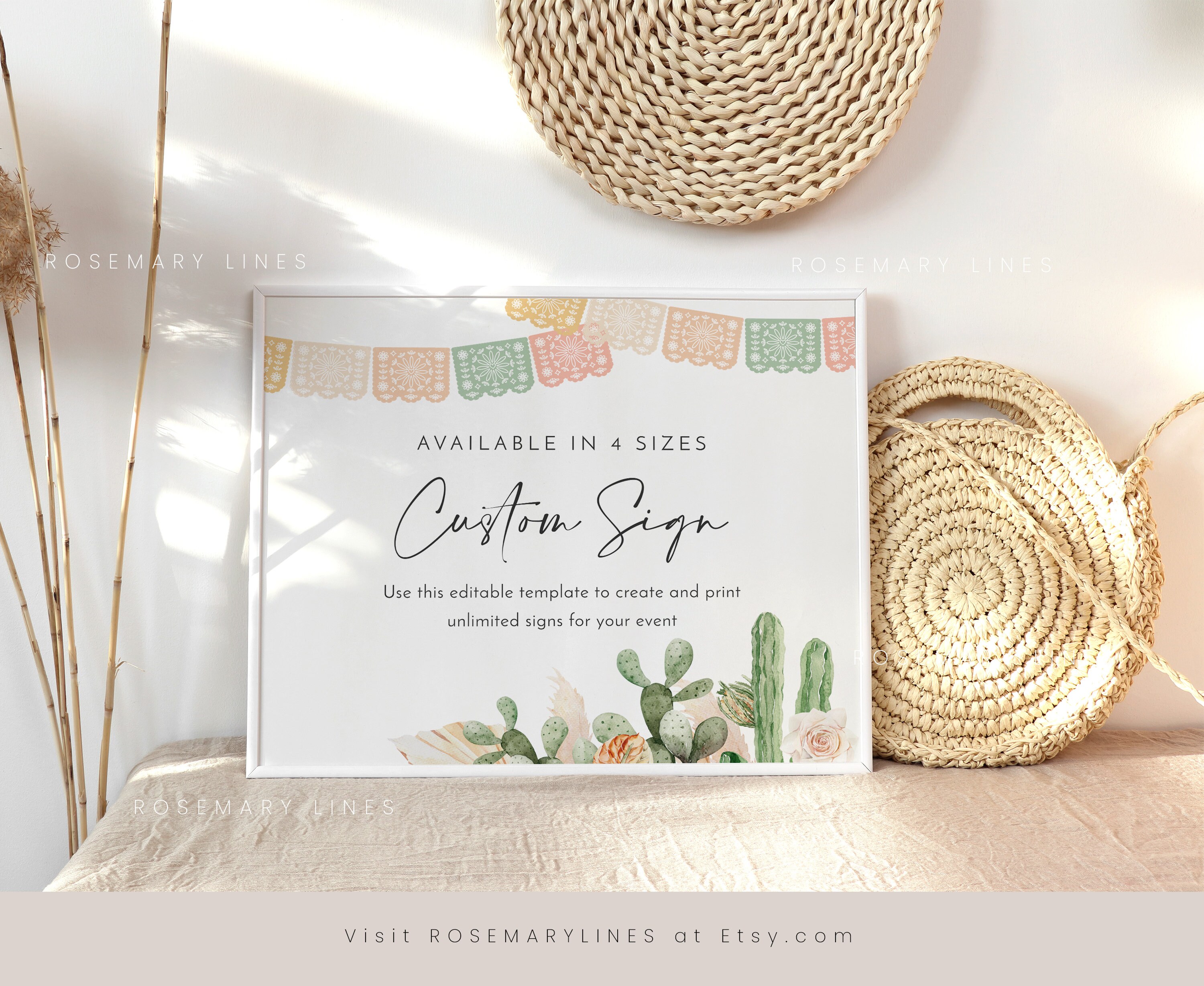 Fiesta Custom Sign Template Cactus Custom Signs Peach Blush - Etsy