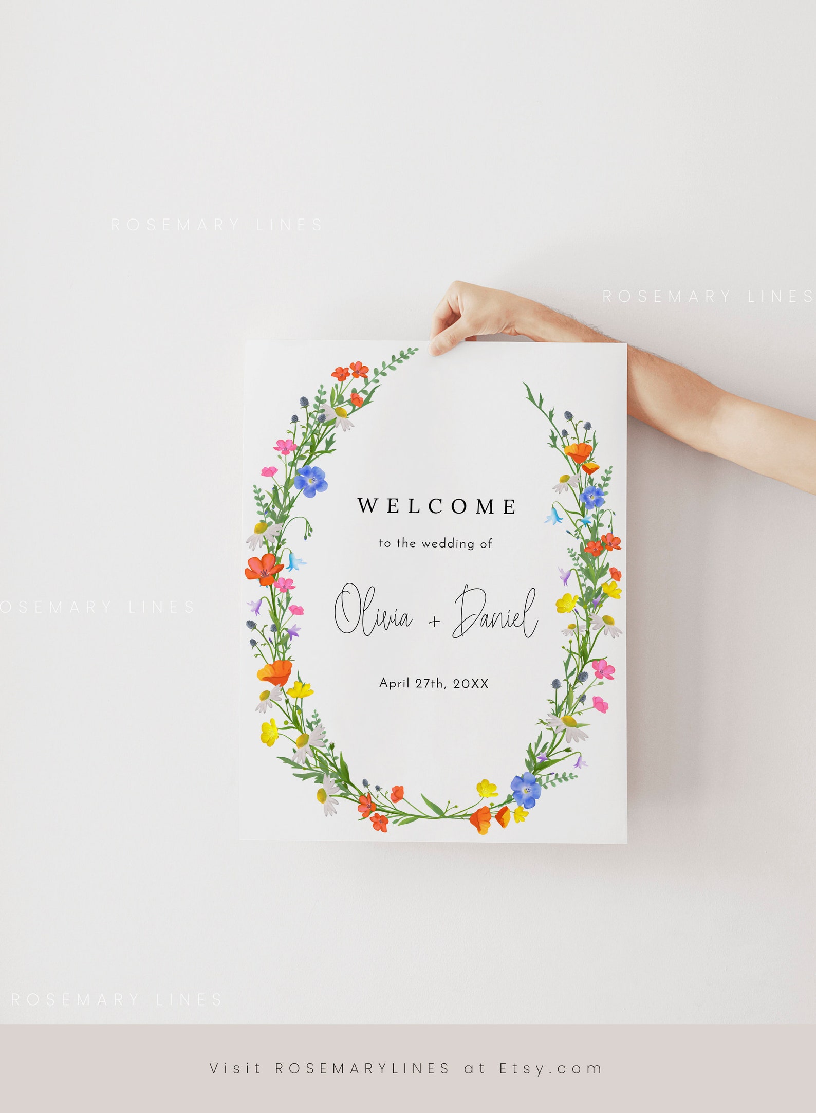 Wildflower Welcome Sign Template Spring Colorful Boho Floral | Etsy