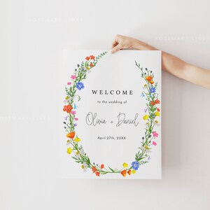 Wildflower Welcome Sign Template, Spring Colorful Boho Floral Wedding ...