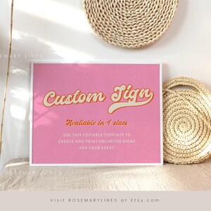 Retro Groovy Custom Signs, Hot Pink Orange Custom Sign Template, 70s ...
