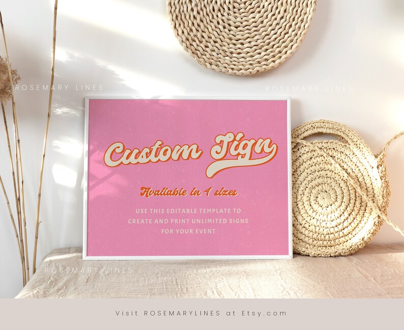 Retro Groovy Custom Signs Hot Pink Orange Custom Sign - Etsy