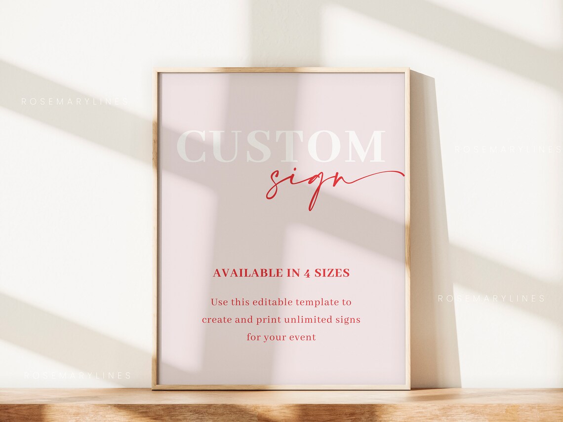 Pink and Red Custom Sign Template Hot Pink Custom Sign Red - Etsy