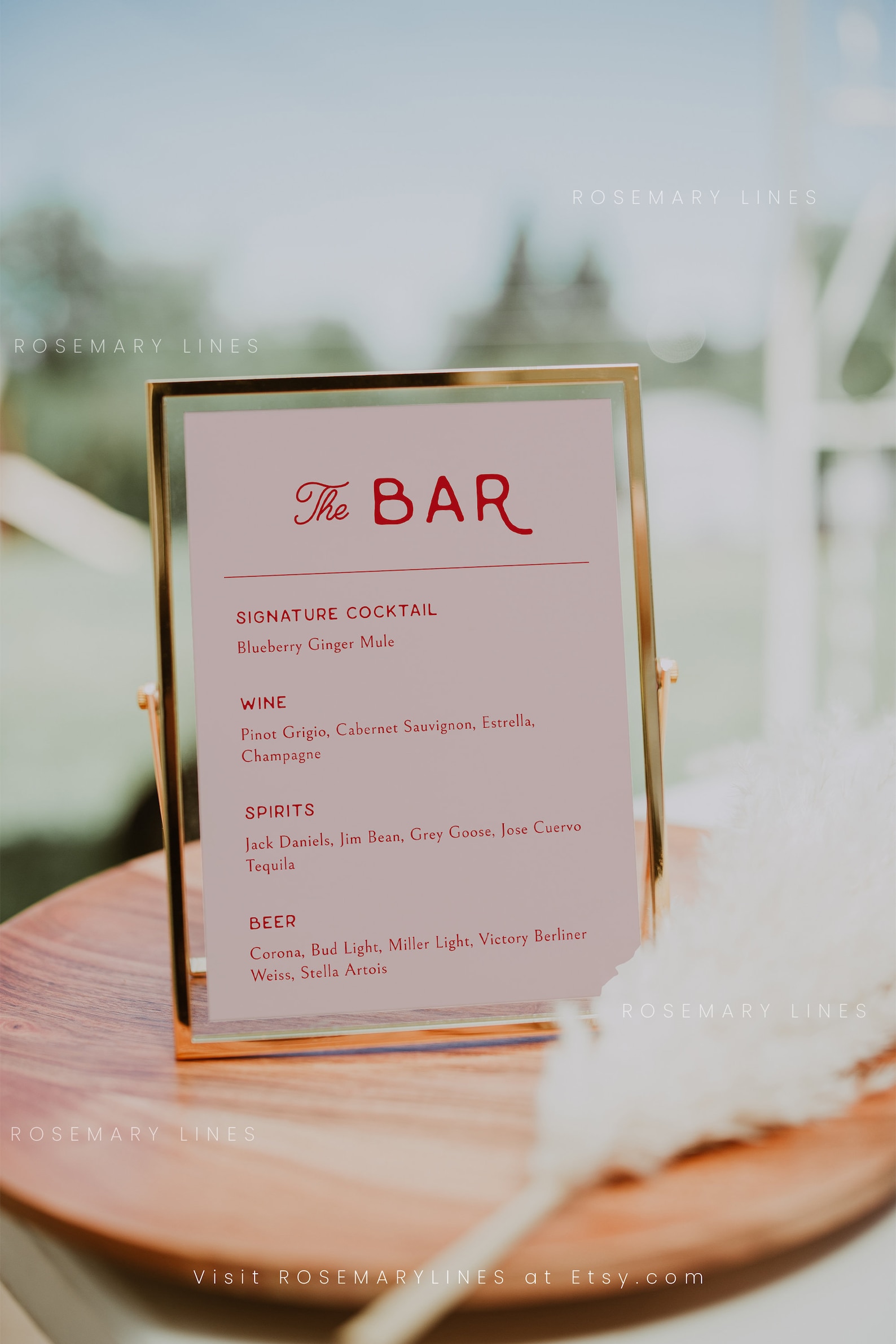 Pink and Red Bar Menu Sign Template Mid Century Modern Retro - Etsy