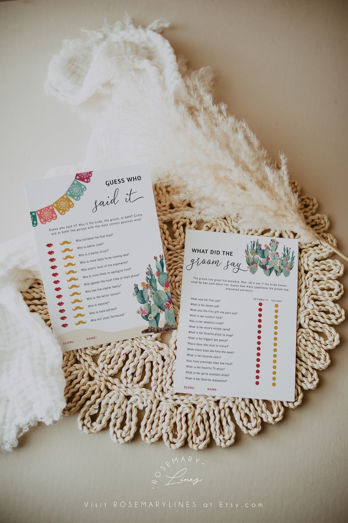 Fiesta Bridal Shower Games Bundle Cactus Bridal Shower Games - Etsy