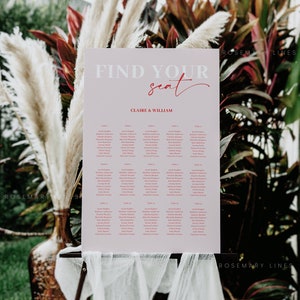 Red and Pink Wedding Seating Chart Template, Blush Pink Seating Chart ...