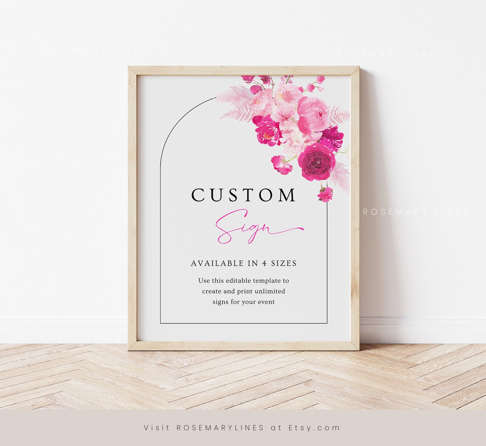 Hot Pink Custom Signs Blush Bubblegum Pink Floral Custom Sign - Etsy