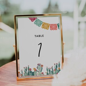 Fiesta Table Numbers, Cactus Table Number Template, Mexican Desert ...