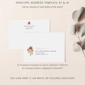 Wildflower Envelope Address Template, Bright Floral Wedding Envelope ...