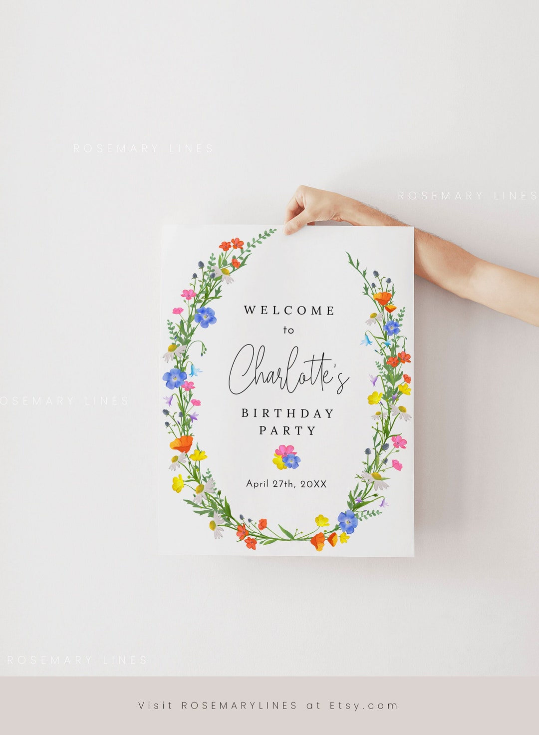 Wildflower Welcome Sign Template, Spring Colorful Boho Floral Birthday ...